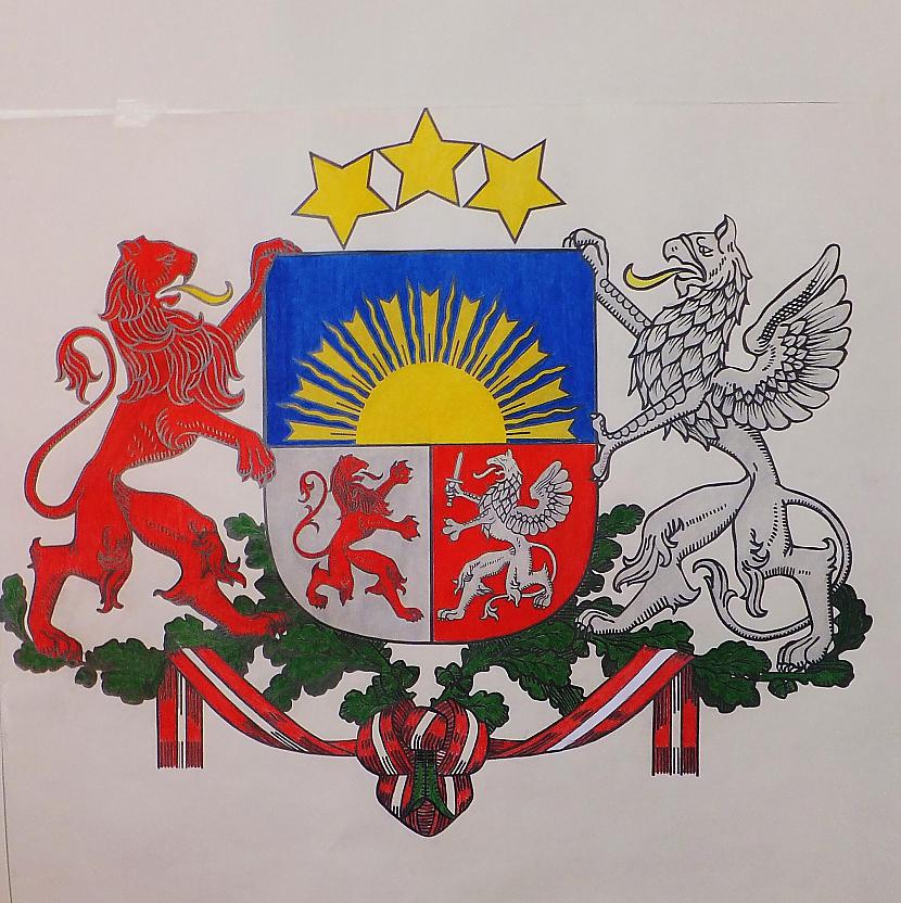 Latvijas ģerbonis-Zīmējums - Spoki